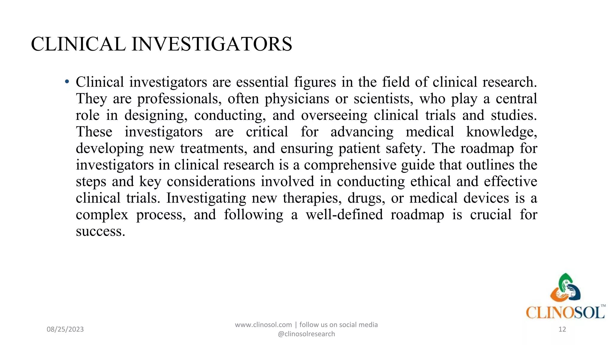 Investigator's Brochure - The Road Map for Investigators | PPTX