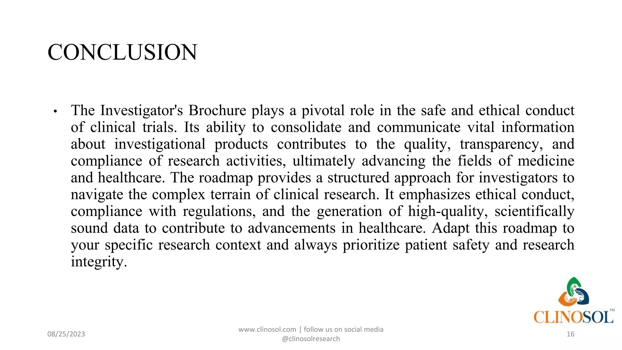 Investigator's Brochure - The Road Map for Investigators | PPTX