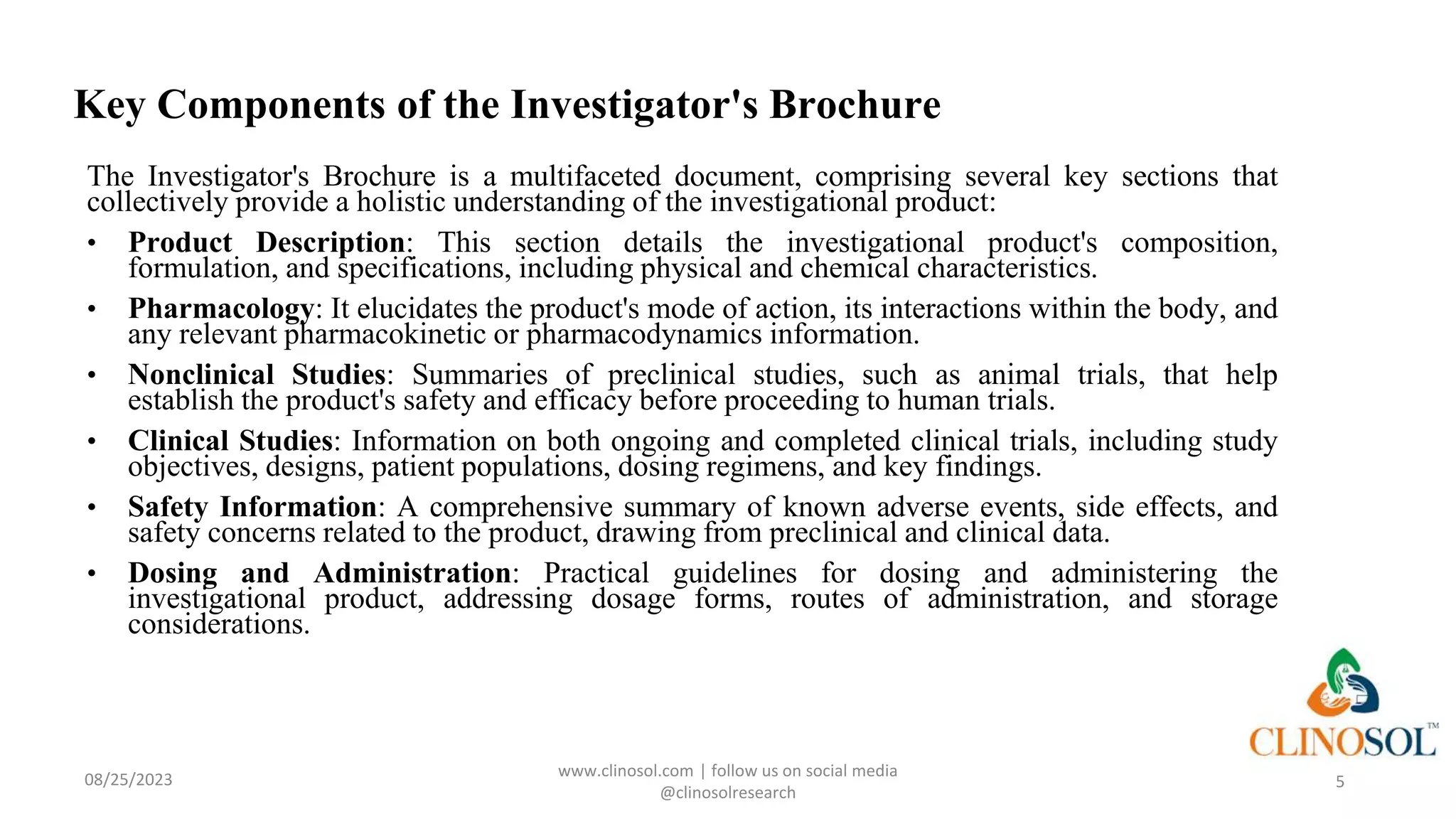 Investigator's Brochure - The Road Map for Investigators | PPTX