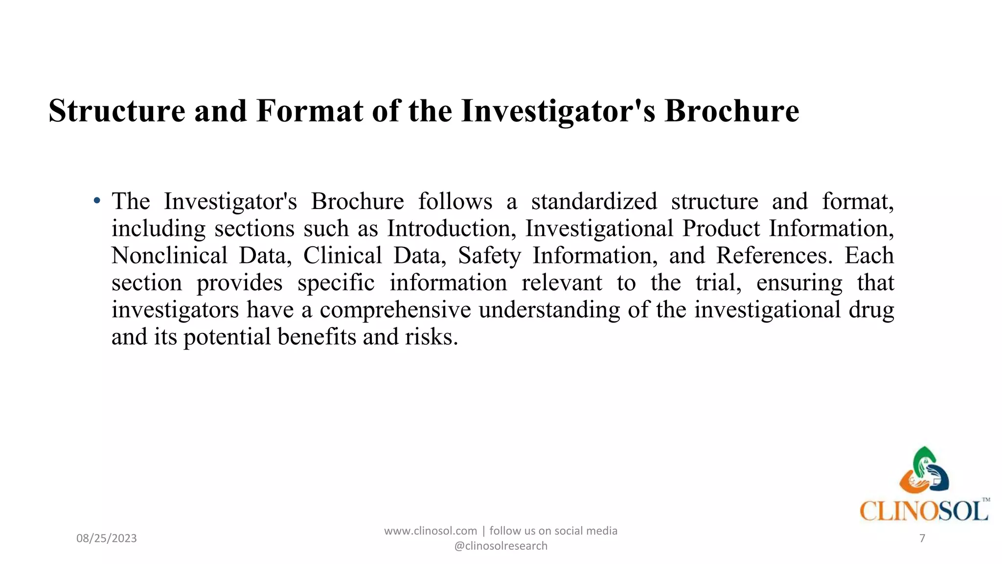 Investigator's Brochure - The Road Map for Investigators | PPTX