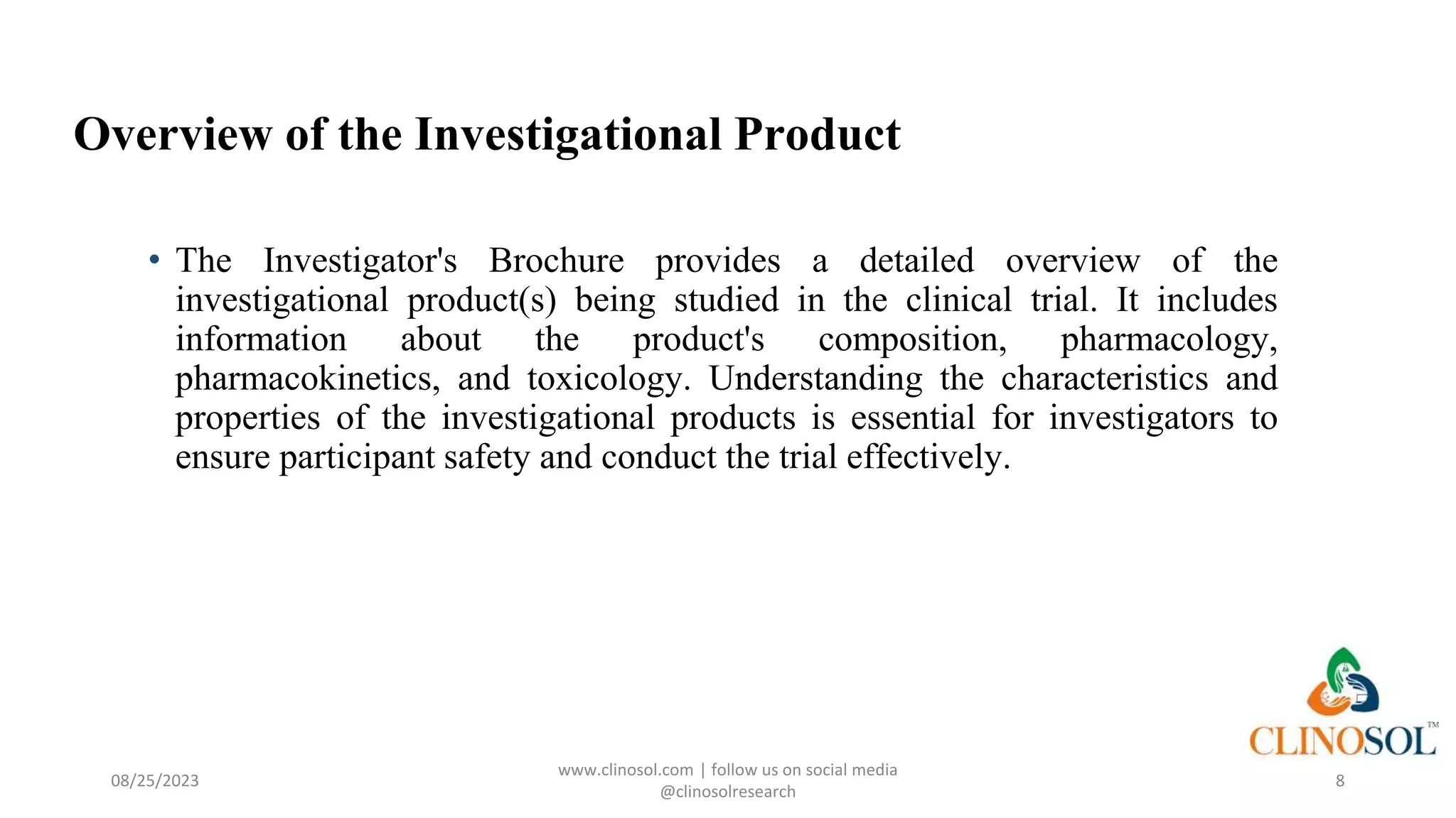 Investigator's Brochure - The Road Map for Investigators | PPTX