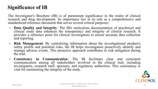 Investigator's Brochure - The Road Map for Investigators | PPTX