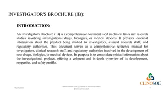 Investigator's Brochure - The Road Map for Investigators | PPTX