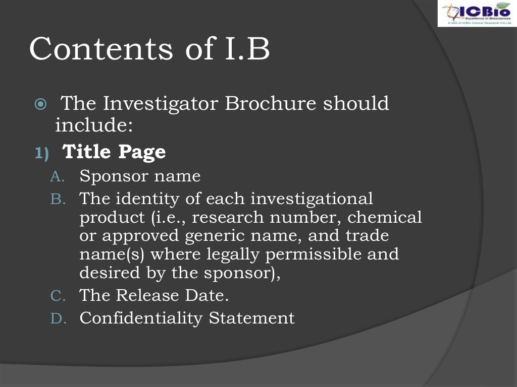 Investigator's brochure