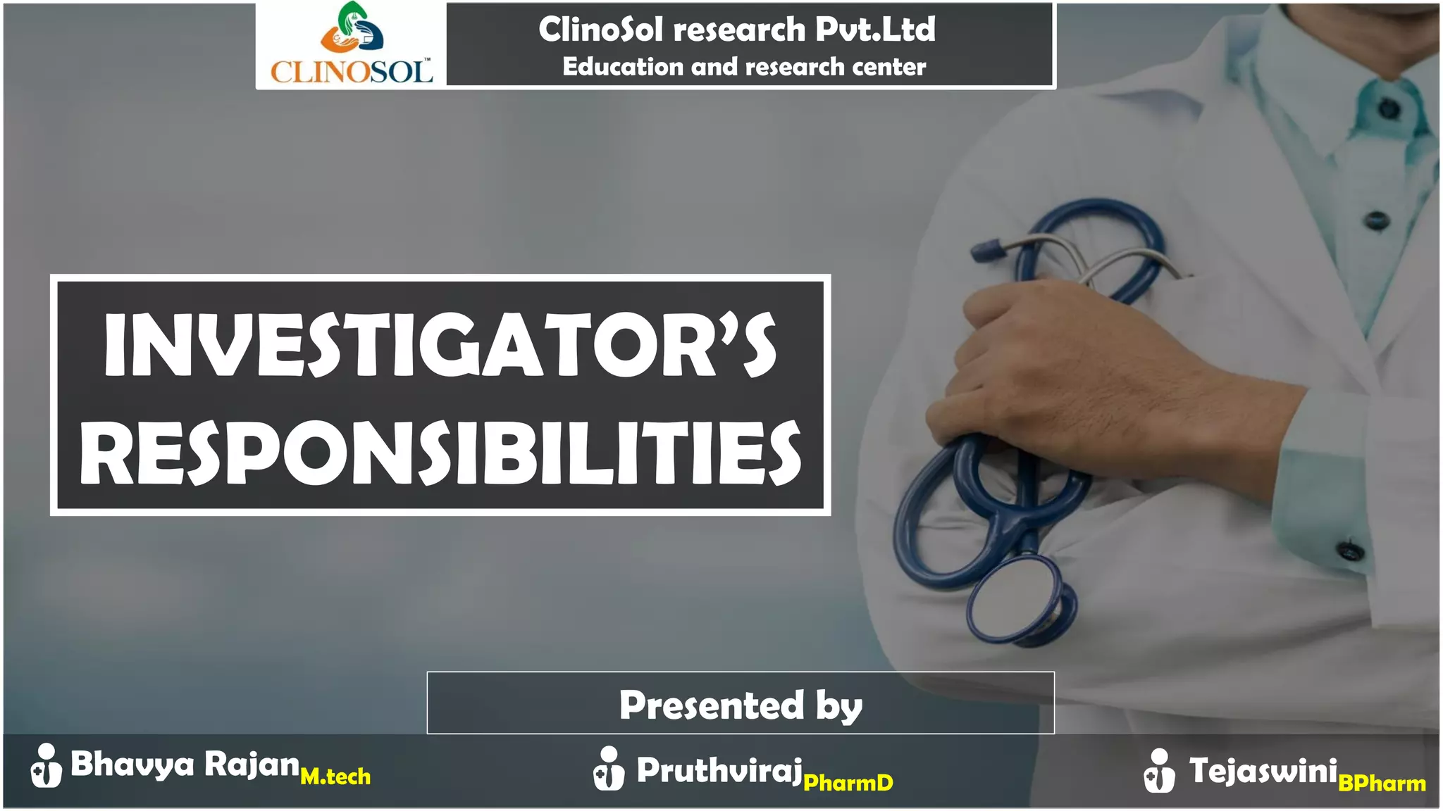 Investigators Responsibilities | PDF | Medical Health