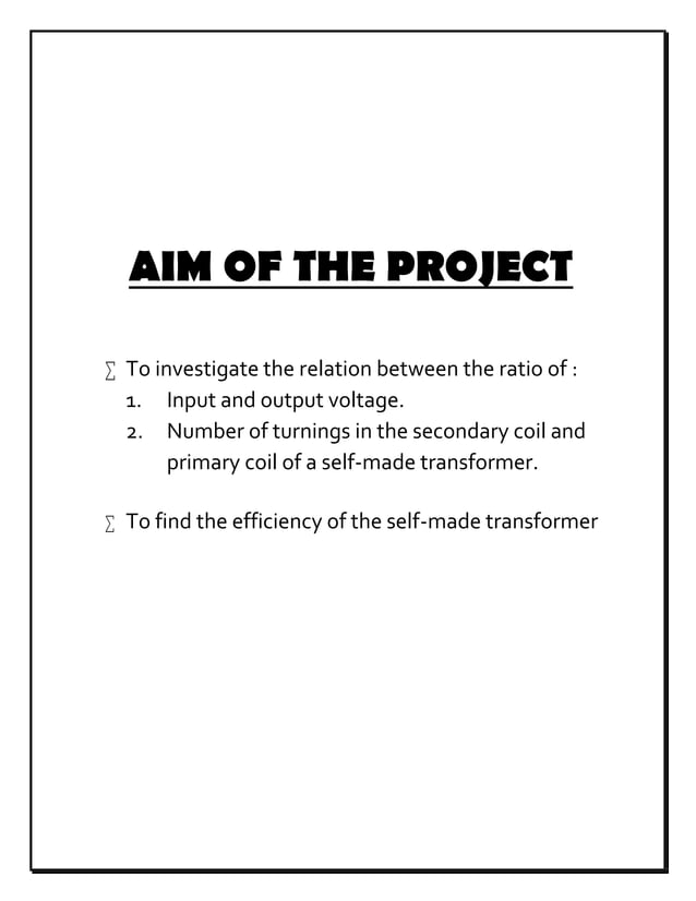 Physics Investigatory Project - Transformer | PDF | Physics | Science