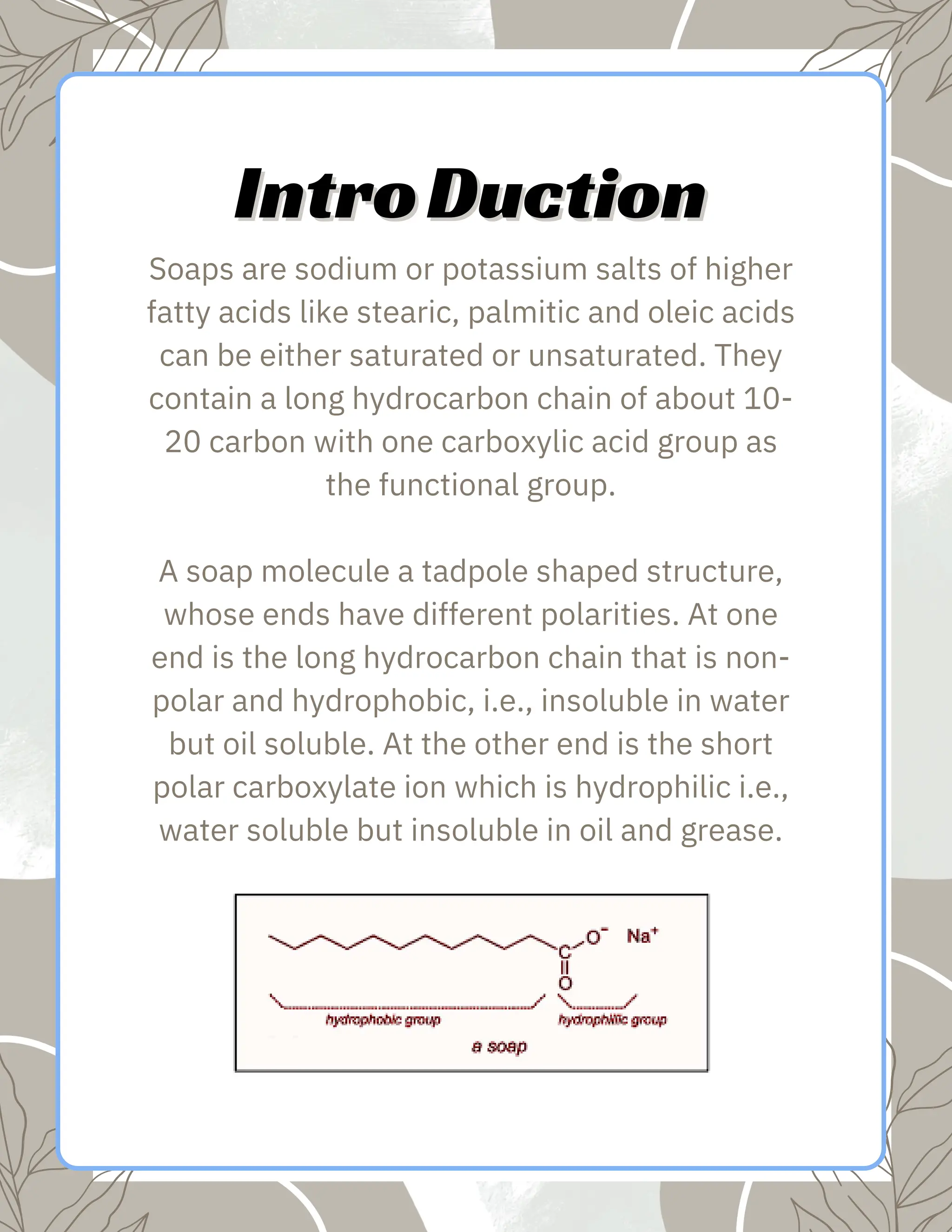 Chemistry project on fatty materials in different soap samples | PDF