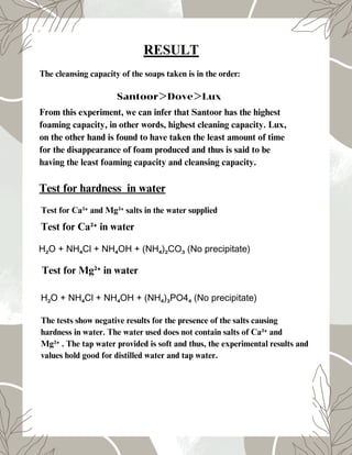 Chemistry project on fatty materials in different soap samples | PDF