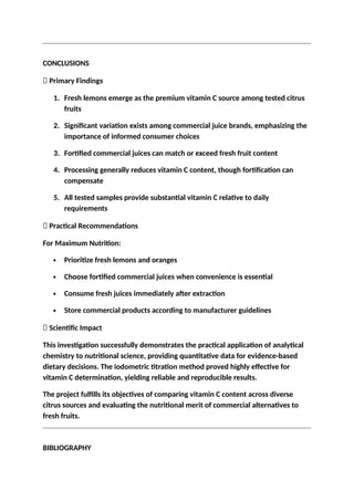 Comparative Vitamin C Content Analysis and research | DOCX