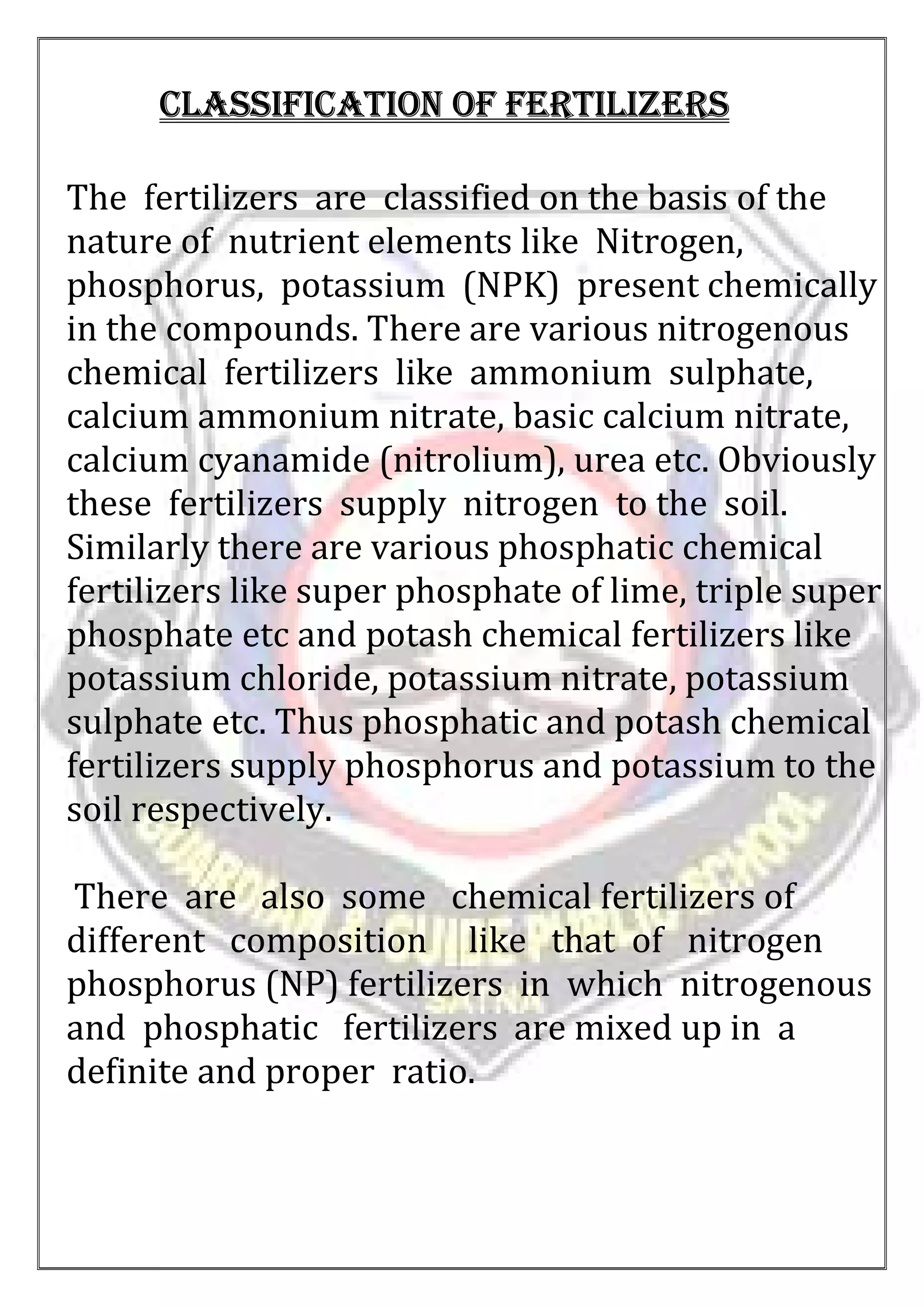 Investigatory project on fertilizer | PDF