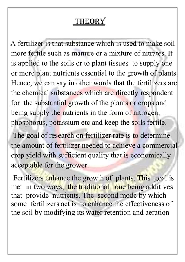 Investigatory project on fertilizer | PDF