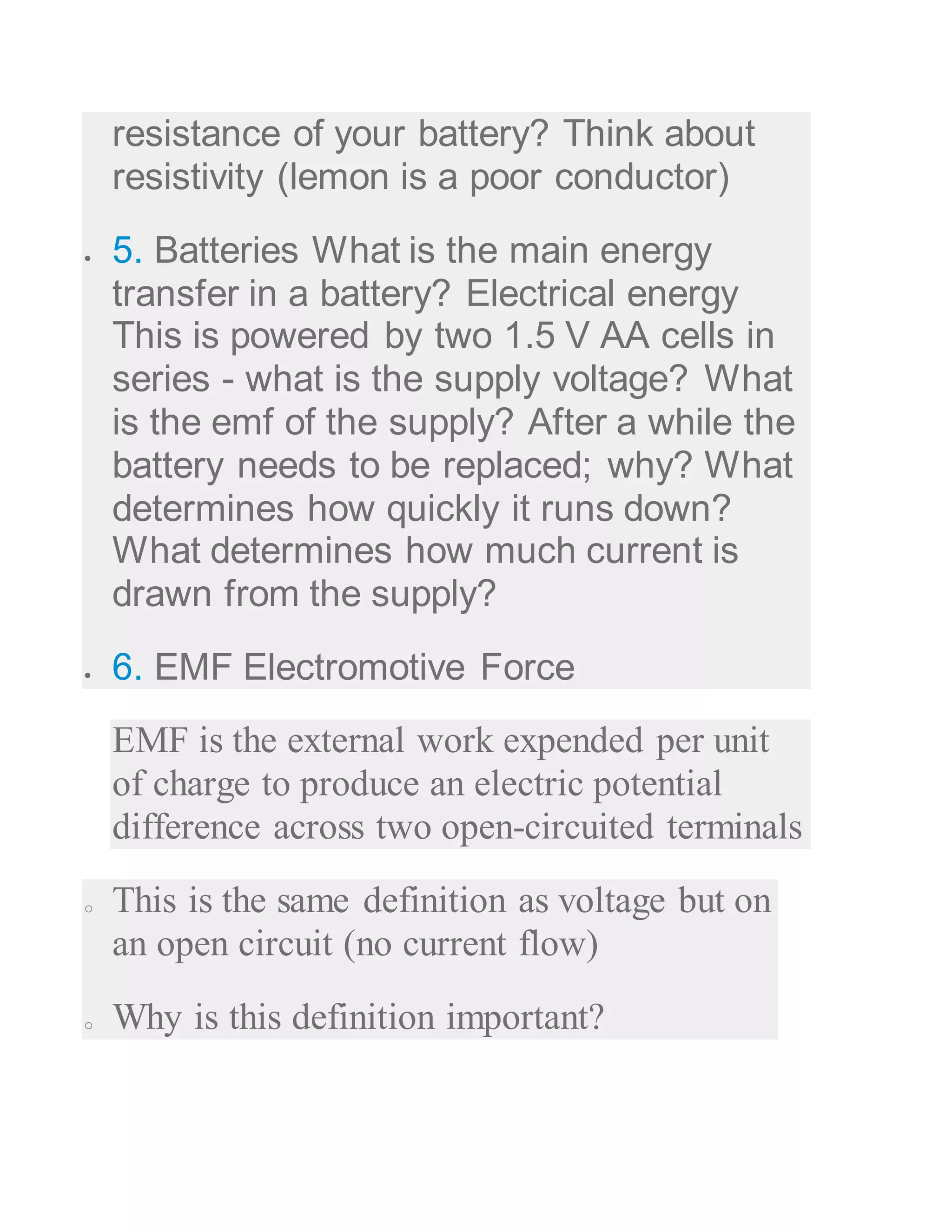 factors affecting internal resistance/emf of the cell | DOCX
