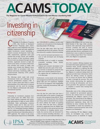 Investing in Citizenship, ACAMS, Kim Marsh | PDF