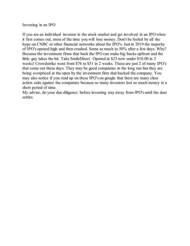 Investing in an IPO | PDF