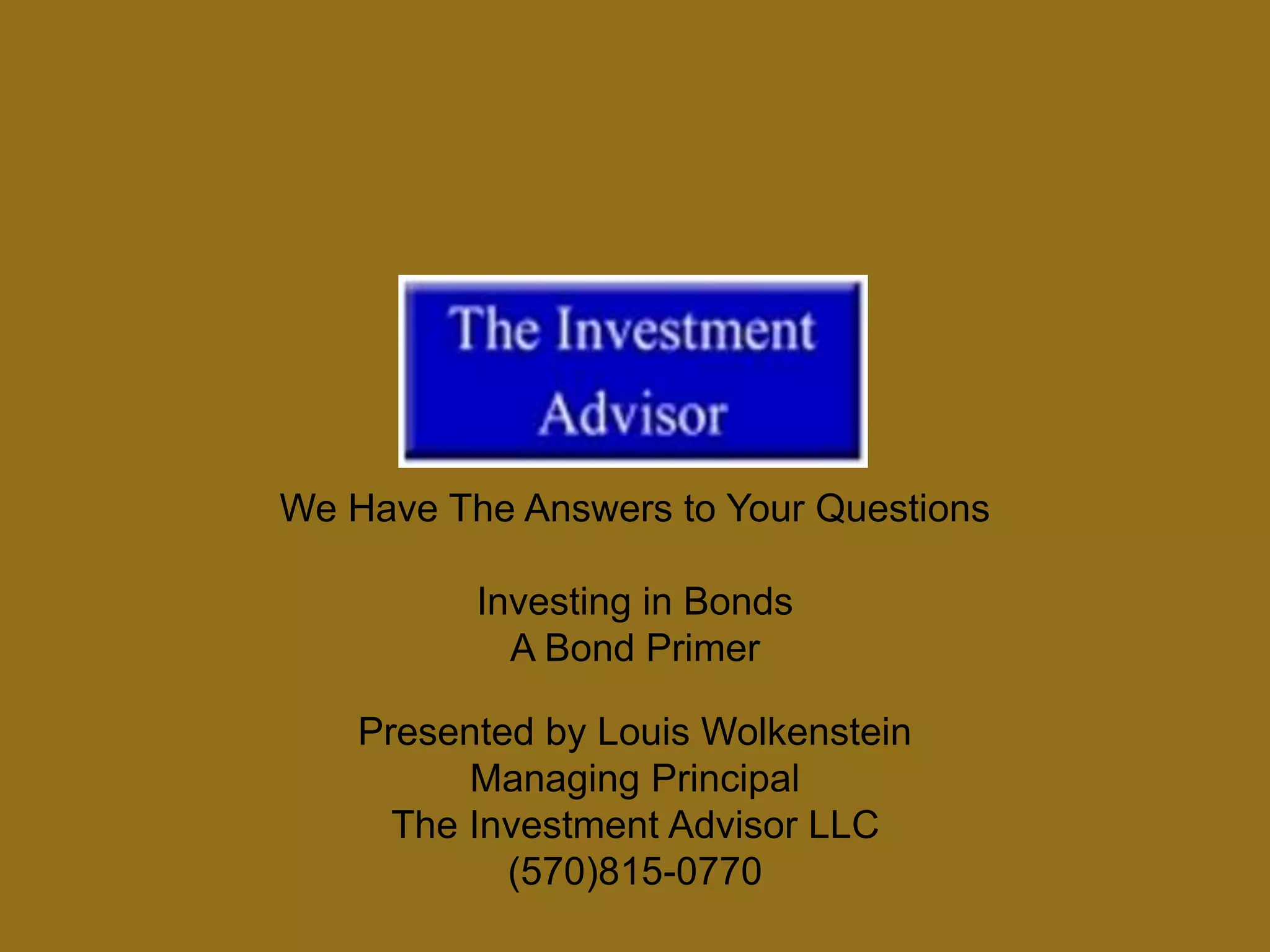 Investing in Bonds 101 | PPTX