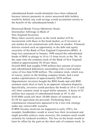 Investing in FinanciallyDistressed andBankrupt SecuritiesA.docx