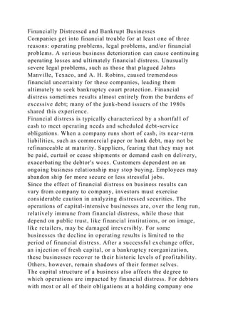 Investing in FinanciallyDistressed andBankrupt SecuritiesA.docx