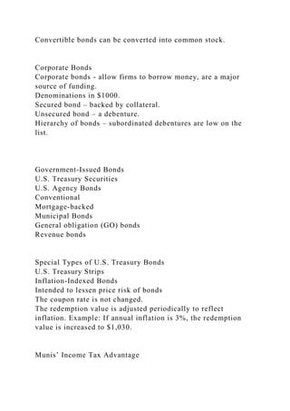 INVESTING IN STOCKS AND BONDSWhy Consider BondsBond.docx