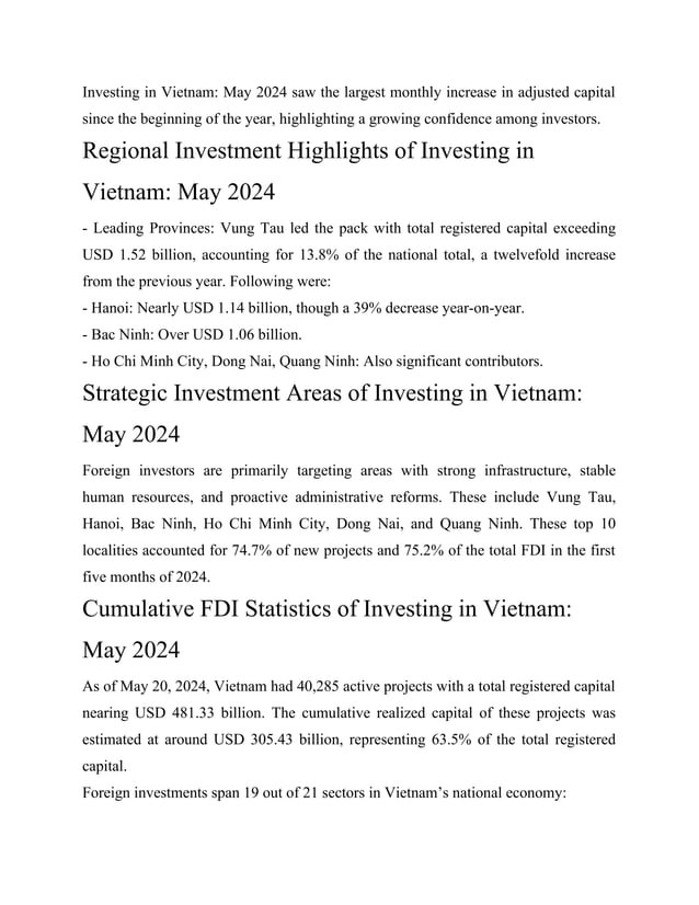 Investing in Vietnam May 2024. Vietnam.. | PDF