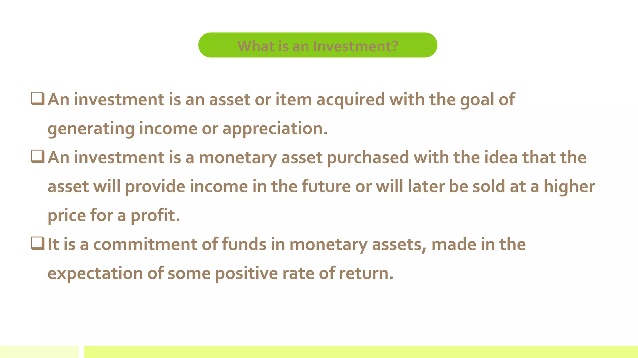 Basics of Investment | PPTX