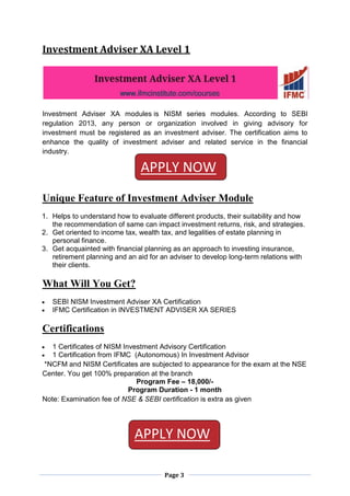 Investment Advisor XA By IFMC Institute | PDF