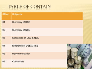 Investment analysis between DSE & NSE | PPTX
