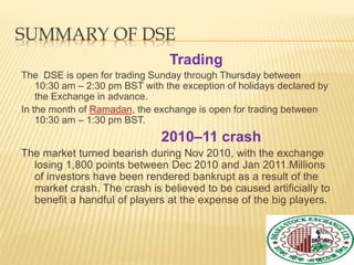 Investment analysis between DSE & NSE | PPTX
