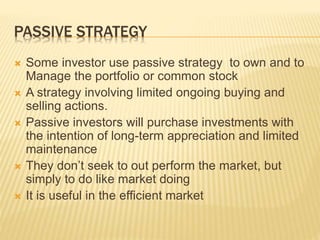 ACTIVE AND PASSIVE STRATIGIES OF INVESTMENT | PPTX