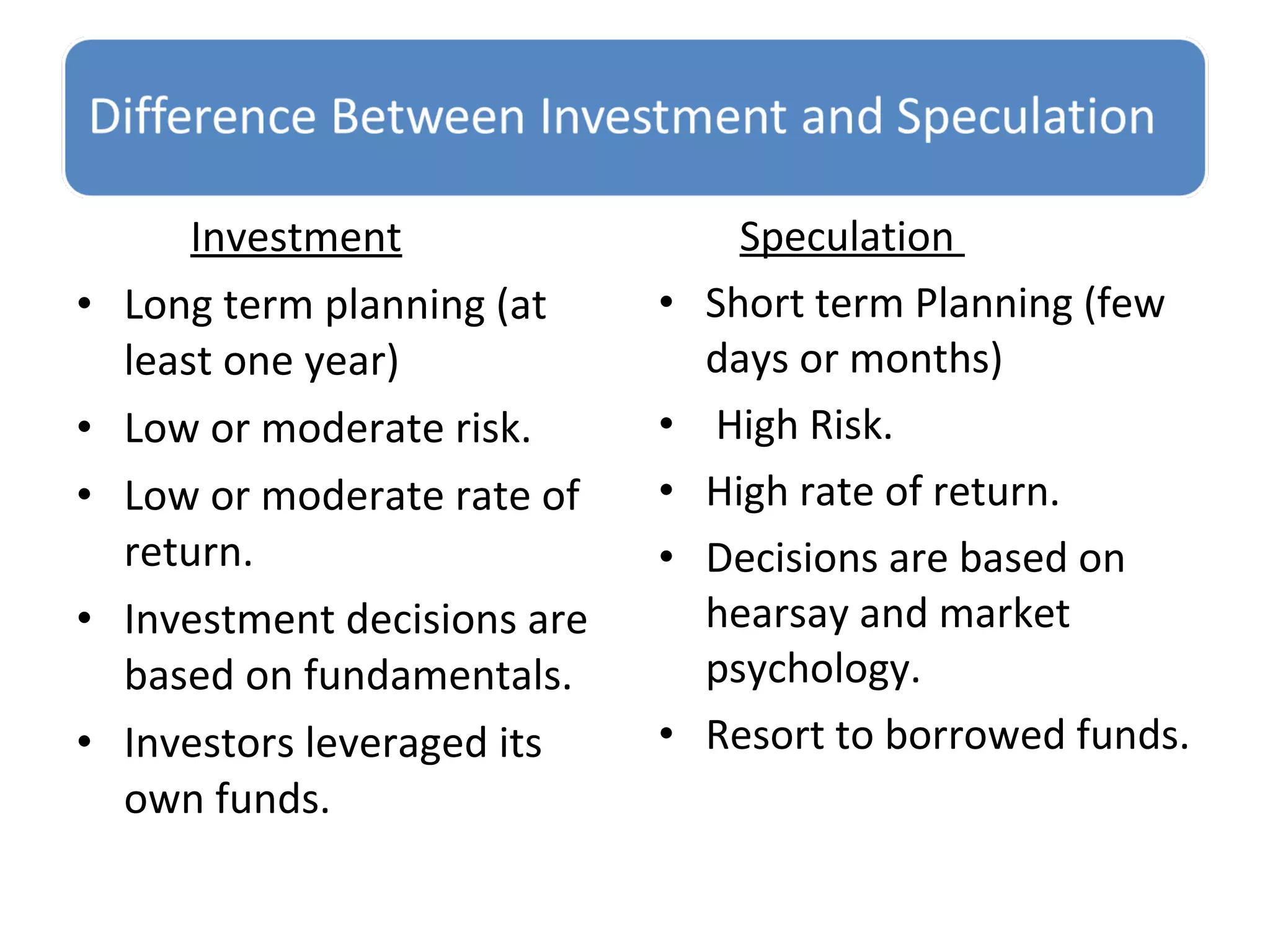 Investment and speculation | PPT
