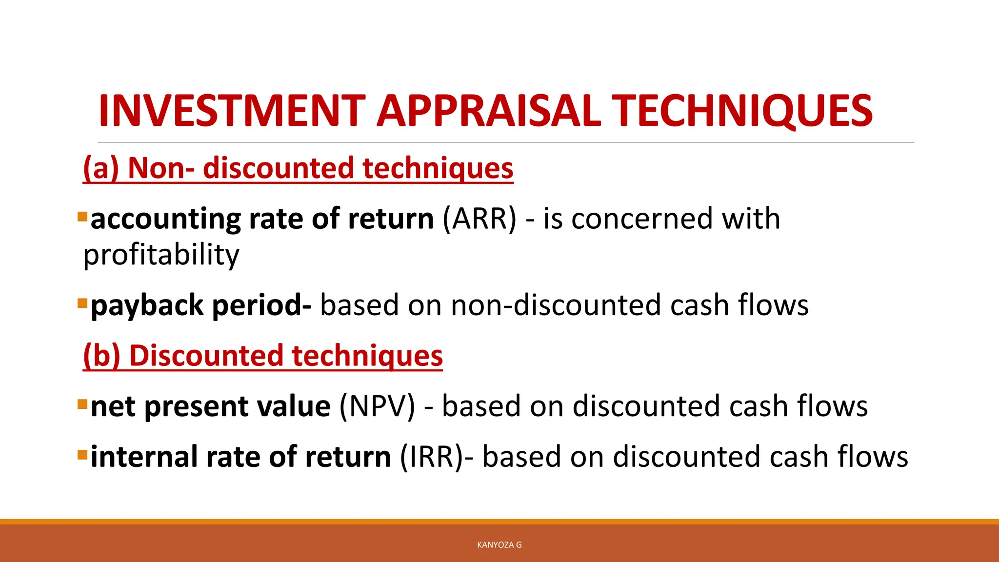 Advanced level Accounting Investment appraisal_Kanyoza.pptx