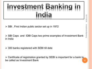 Investment banking | PPTX | Business Banking & Finance | Business