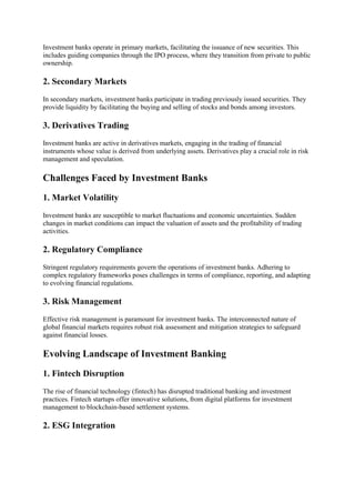 Investment Banking: Core Functions, Key Services, And Challenges ...