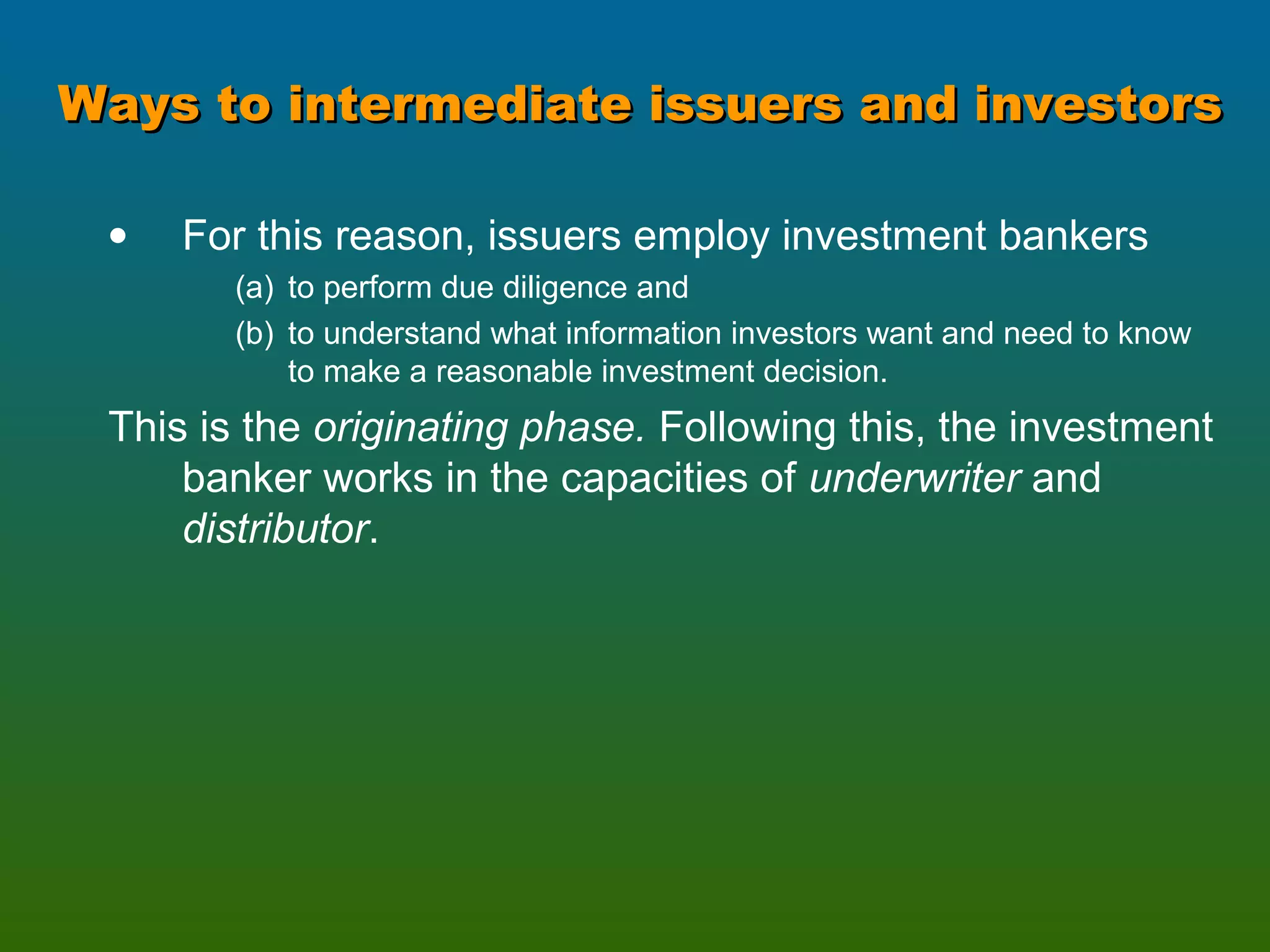 Investment banking an overview | PPT