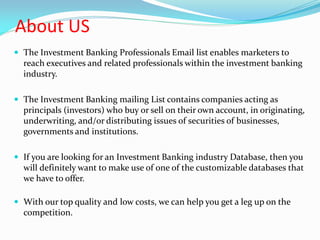 Investment banking email list | PDF