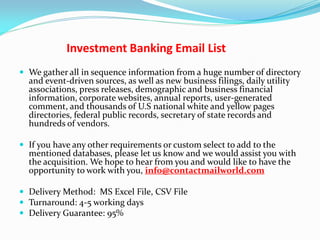 Investment banking email list | PDF