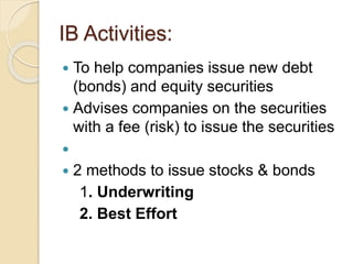 Investment banks & securities analysts | PPTX