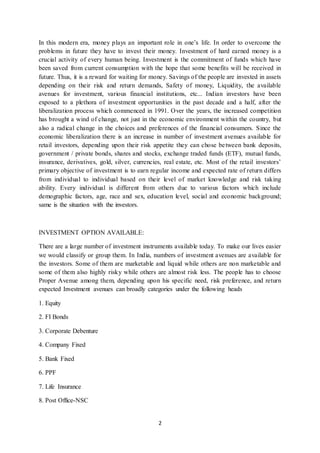 Investment behaviour of individuals interest | PDF