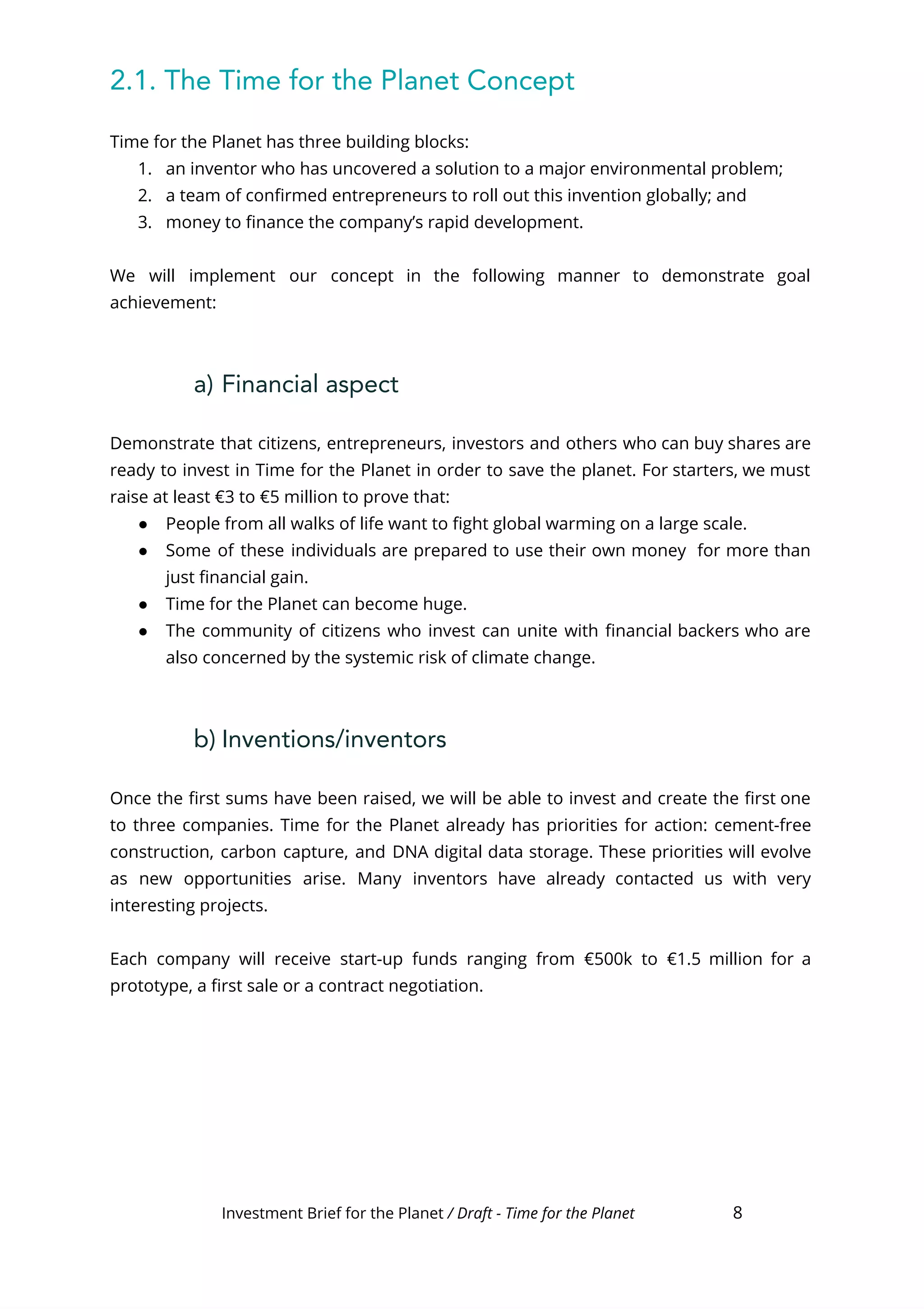 Investment brief for the planet | PDF | Business Accounting & Finance ...