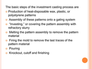 Investment casting | PPTX