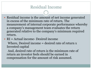 Investment center performace by residual income | PPTX