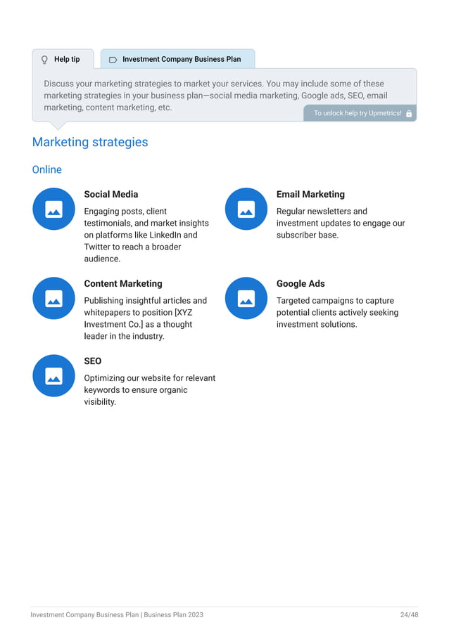 investment company business plan example | PDF