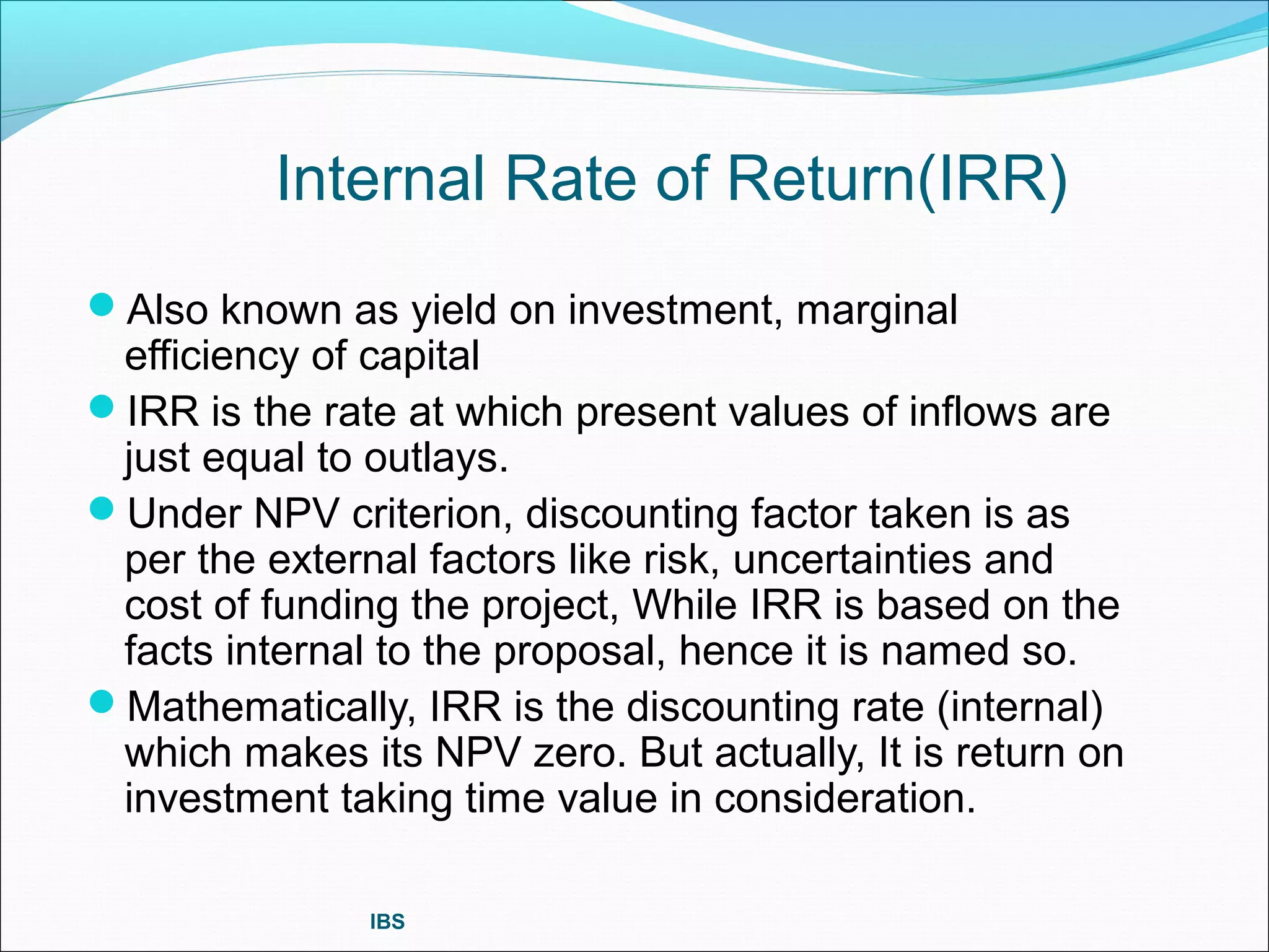 Investment criteria modified npv,irr | PPT | Business Accounting ...