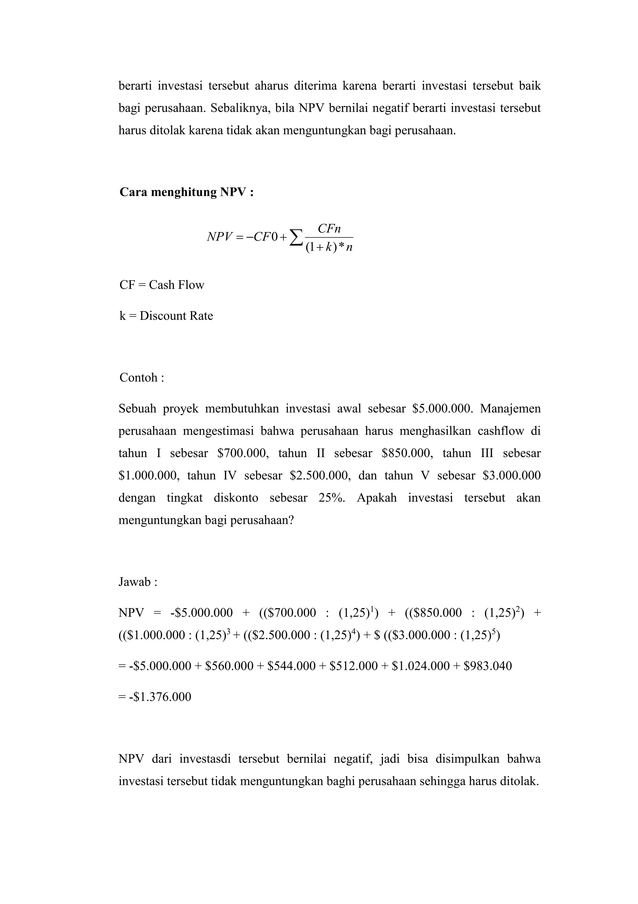 Investment Decision Criteria/abshor.marantika/Ajeng Taufina Rmadhanti/3-04 | PDF