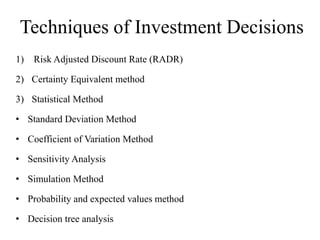 Investment decisions under risk | PPTX