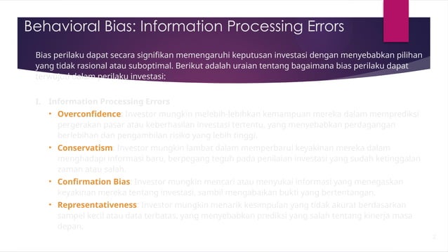 How Behavioral Bias Influences Investment Decisions | PPT