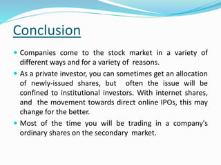Investment management of equity shares | PPT