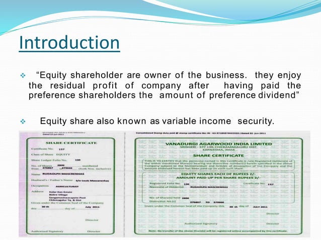 Investment management of equity shares | PPT