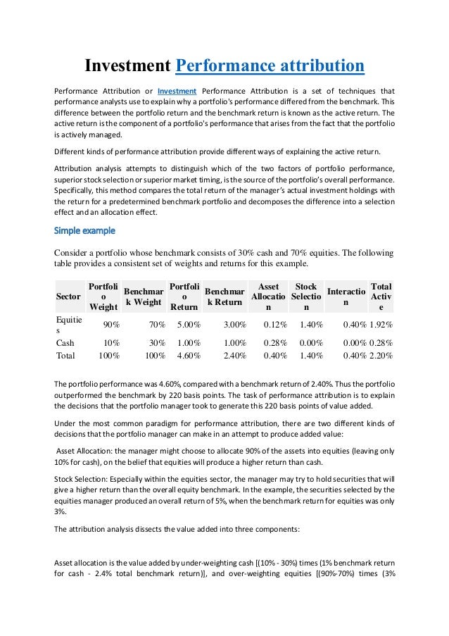 Investment Performance Attribution