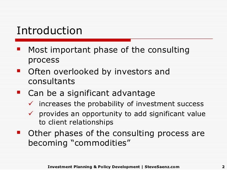 Investment Planning & Policy Development