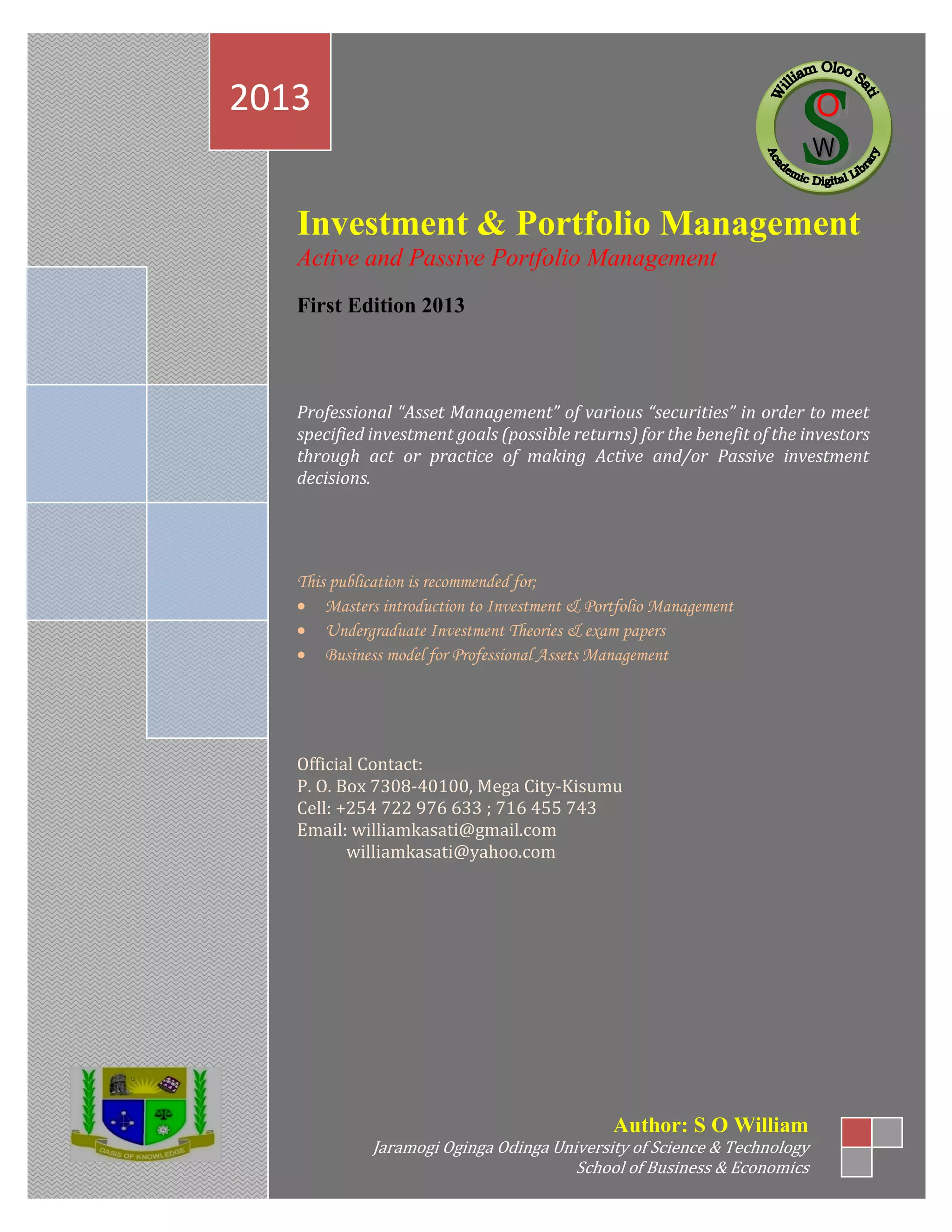 Investment and Portfolio management | PDF | Stocks and Bonds | Personal ...